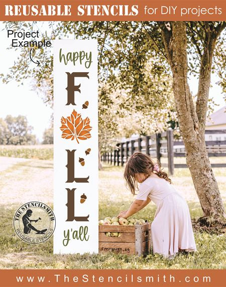 happy fall y'all vertical reusable stencil for porch leaner signs – The Stencilsmith