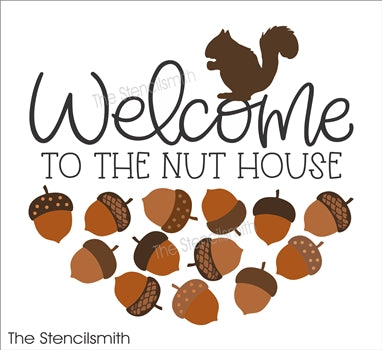 welcome to the nut house acorn round reusable stencil for DIY round ...