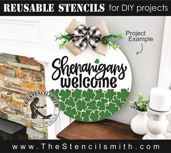 shenanigans welcome St. Patrick's Day half round reusable stencil for ...