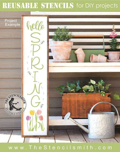 hello spring tulips reusable stencil for DIY porch leaners and decor ...
